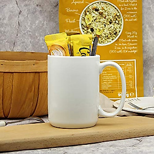 Smilatte 16 OZ Sublimation Porcelain Coffee Mugs, Classic Blank Ceramic Cup with Large Handle for Tea Latte Cappuccino, Set of 4, White