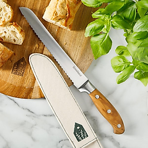 Bloomhouse - Oprah's Favorite Things - 8 Inch German Steel Bread Knife W/Italian Olive Wood Forged Handle