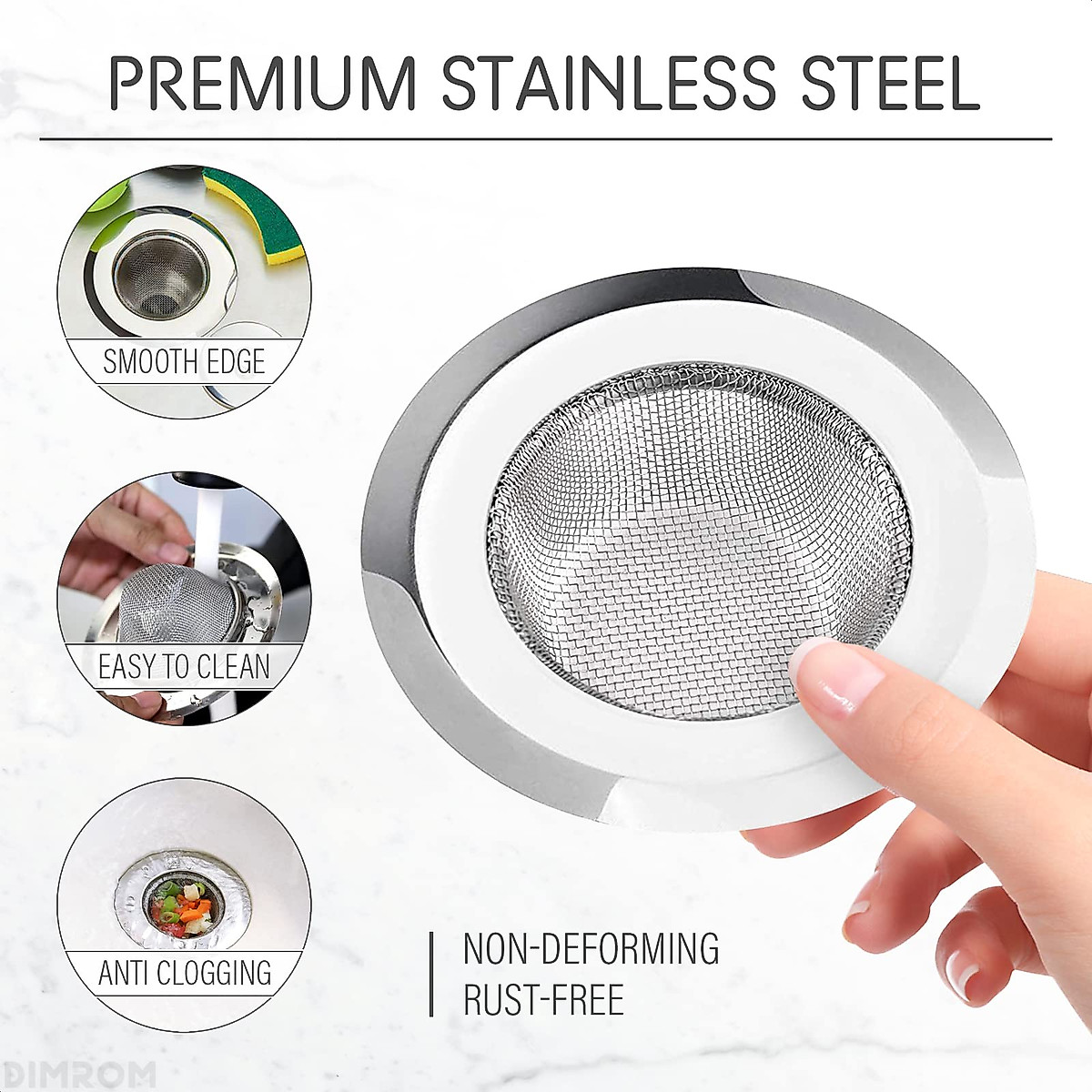 2Pcs Kitchen Sink Strainers with Lids - Stainless Steel Sink Strainer for Kitchen Sink - Hair Catcher Bathroom Sink Strainer - Anti Clogging Drain Strainer Set 4.5'' Kitchen Sink Drain Stopper Wide