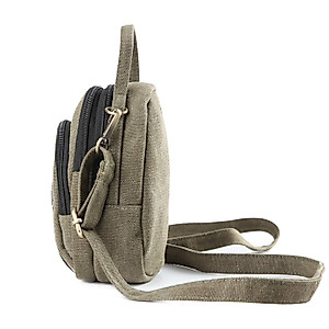 SILKAREA Women Canvas Cell Phone Purse Crossbody Bag Embroidered Small Shoulder Bags Handbags Credit Card Wallet Pouch (Army Green)