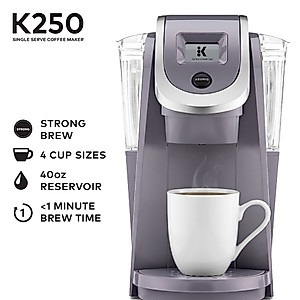 Keurig K250 Coffee Maker, Single Serve K-Cup Pod Coffee Brewer, With Strength Control, Plum Grey