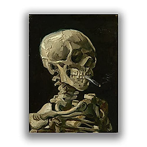 King Gift Skeleton Smoking by Vincent Van Gogh Canvas Wall Art Skull Art Van Gogh Poster Prints Pictures Artwork Home Decor Unframed (Skull with Burning Cigarette,12x16inches/30x40cm)