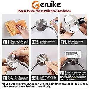 GERUIKE Adhesive Towel Ring Wall Mount Hand Towel Ring Self Adhesive Towel Hanger Stainless Steel Rustproof Brushed Nickel