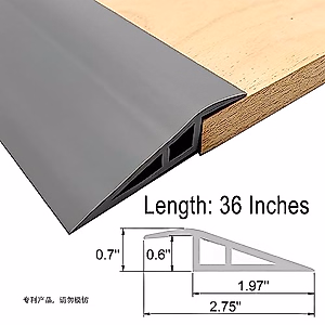 Vinyl-Door-Threshold-Ramp Self-Adhesive 36 inch, Threshold 1/2'' ~ 3/5'', Thresholds Ramps for Doorways, Wheelchair Ramp Edge-Reducer Threshold-Transition-Strip for Home/Door/Carpet/Tile/Floor (Grey)