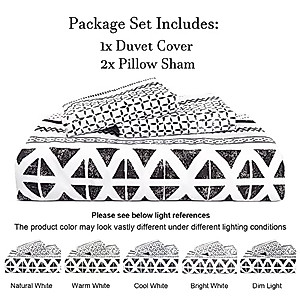 PHF Washed Soft Duvet Cover Set California King Size, 3 Piece Boho Stripe Printed Comforter Cover Set, Ultra Soft Comfy Durable Bohemia Farmhouse Duvet Cover with Zipper Closure,104"x98",Black & White
