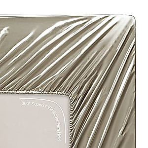 Lanest Housing Silk Satin Sheets, 4-Piece Queen Size Satin Bed Sheet Set with Deep Pockets, Cooling Soft and Hypoallergenic Satin Sheets Queen - Taupe