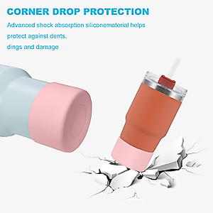 2Pcs Silicone Boot Sleeve for Stanley 40oz Quencher Adventure & IceFlow 30oz 20oz, Protective Water Bottle Bottom Sleeve Cover, Stanley Tumbler Cup Accessories, Pink