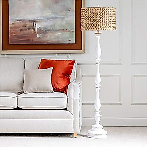Crestview Collection Evolution Harper Resin Rattan Floor Lamp in White