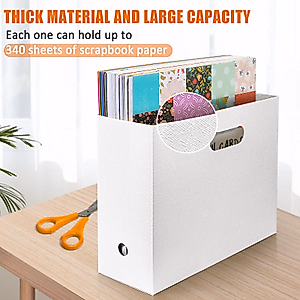 Foldable Scrapbook Paper Storage Organizer, 12x12 Scrapbook Paper Storage, Plastic File Organizer, White, 3 Pack