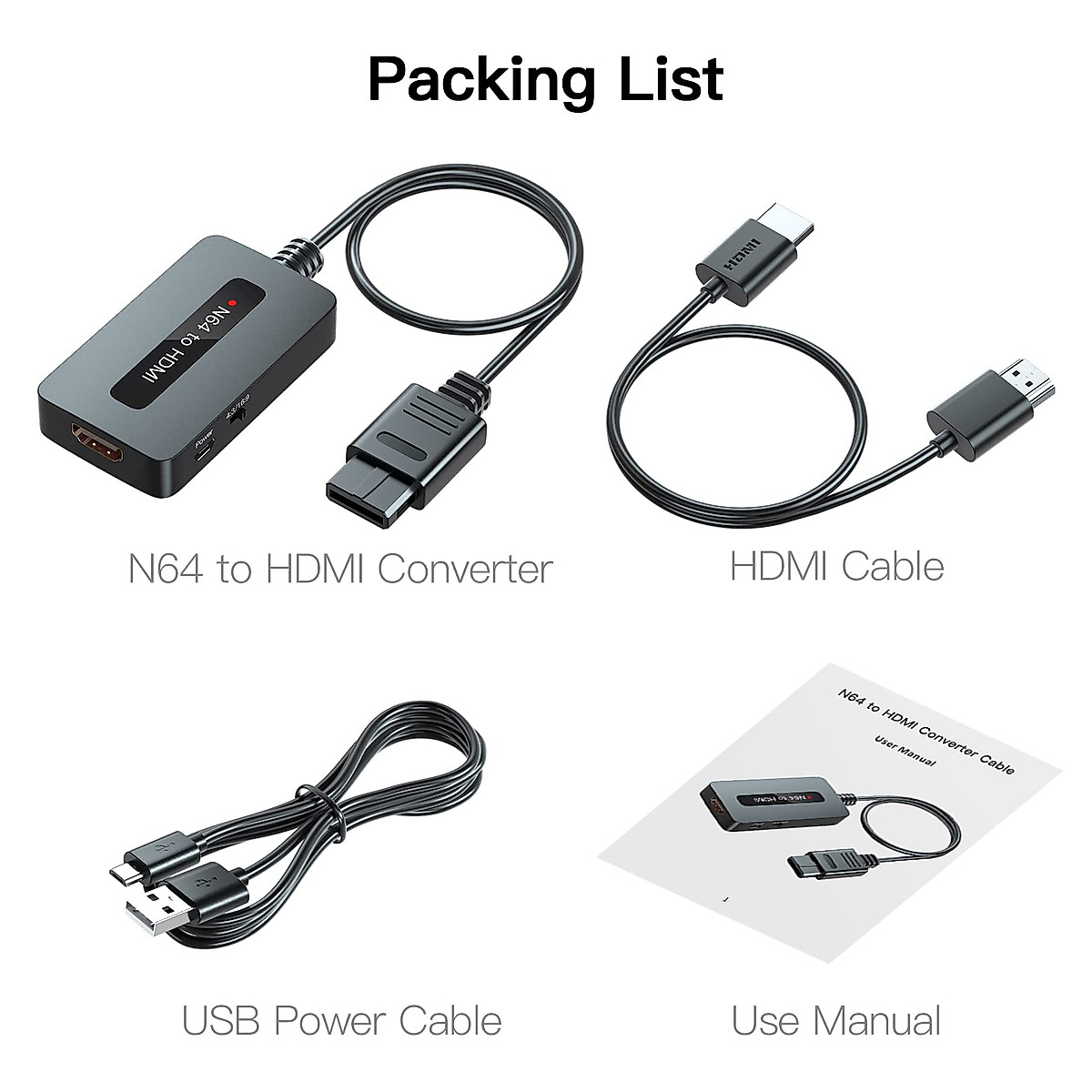 N64 to HDMI Converter, Supports 4 : 3/16 : 9 Ratio Switch, HDMI Cable for N64, Nintendo64 to HDMI Converter Cable Compatible with Nintendo 64/ Super SNES/NGC
