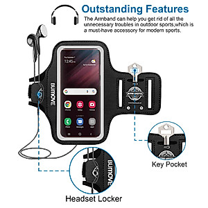 BUMOVE Running Armband for Samsung Galaxy S24 Ultra,S23 Ultra,S22 Ultra,S22 Ultra,Gym Workouts Sports Phone Arm Band, with Card Holder (Black)
