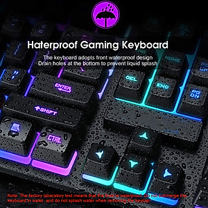 Gaming Keyboard,RGB Backlit Gaming Keyboard,104 Keys USB Wired Mechanical Keyboard,Water-Resistant Design with Drainage Holes,for Desktop,Computer,PC