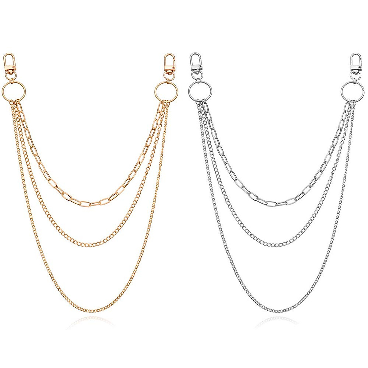 Plzoslly 2 Pieces Belt Chains Jeans Chains for Men Women, Stainless Steel Wallet Chain Hip Hop Pants Chain Pocket Chain for Wallet, Jeans Pants, Belt, Handbag