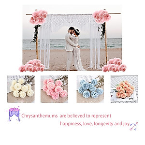 Crownia Artificial Flowers 10Pcs Chrysanthemum Ball Flowers Fake Flowers Silk Artificial Hydrangea Bridal Wedding Bouquet for Home Garden Office Coffee House Parties and Wedding (White)