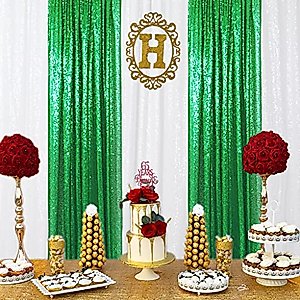 Sequin Curtains 2 Panels Green Sequin Backdrop Panels 2Ftx8Ft Green Sequin Photo Backdrop Halloween Backdrop Decortaion Fabric Backdrop Glitter Backdrop Curtains for Thanksgiving's Day Decoration