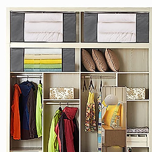 Uzifa Storage Bags Clothes Clothing Blanket Comforter Storage bags, Foldable Closet Organizer for Clothes Blankets Closets Bedding Pillow Bedrooms and More, Storage Containers for Bedding, 3-Layer Fabric Clear Window With Reinforced Handle and Dual Zipper