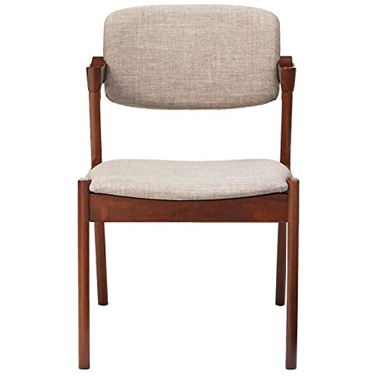 Baxton Studio Gonza Dining Chiars, Light Grey/Walnut Brown