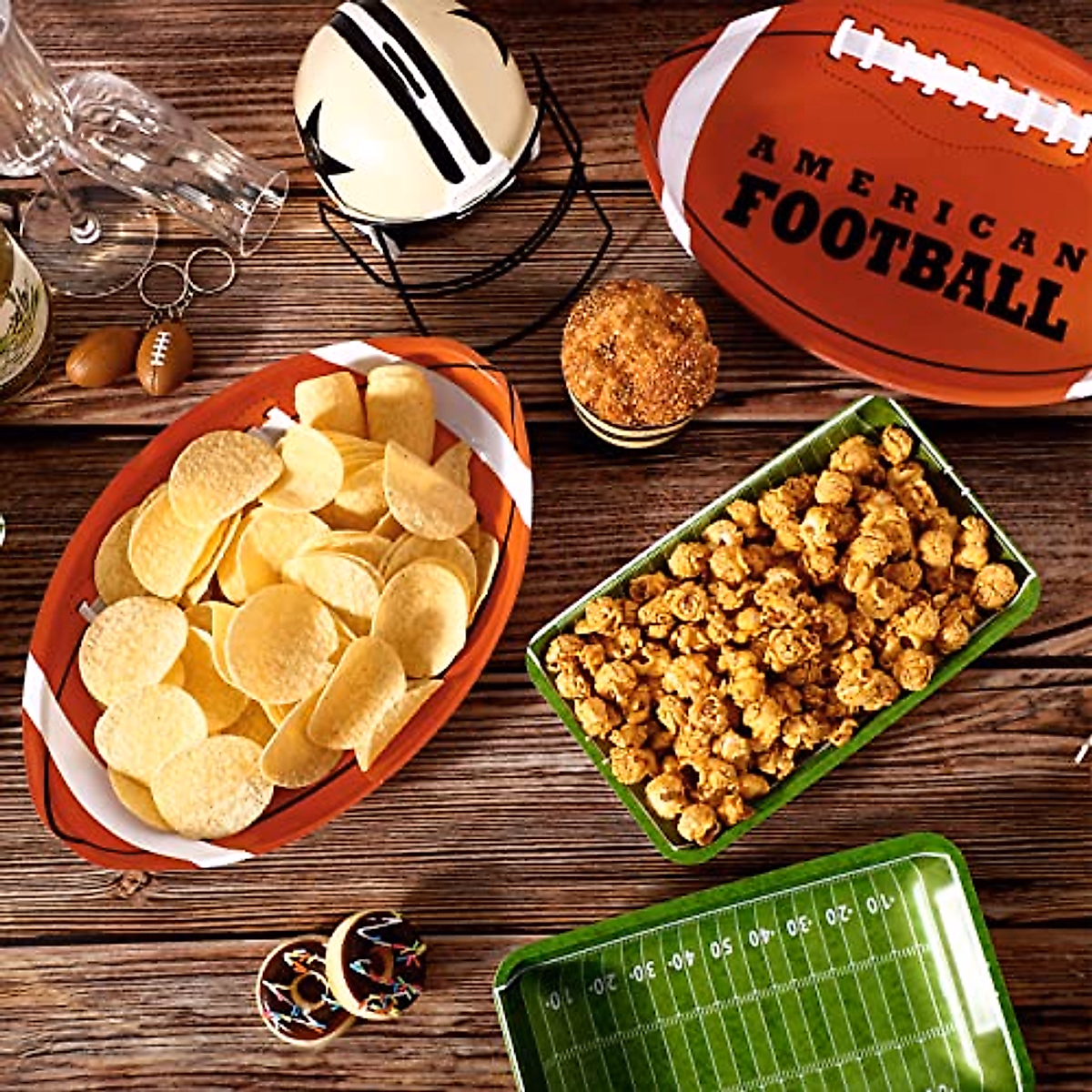 Cunhill Football Party Trays American Football Serving Trays Reusable Food Plates Football Snack Tray Dessert Platter for Football Party Supplies Kids Birthday Party Decoration (24 Pieces)