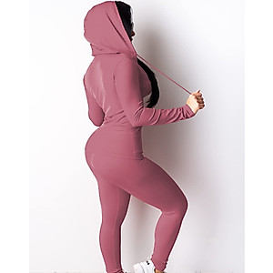 Mrskoala Two Piece Outfits for Women Jogger Sets Workout Sweat Suits Tracksuit Pants Set Lightpink XL
