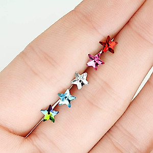 Covet Jewelry Star Crystal Top 316L Surgical Steel Cartilage, Tragus Barbell Studs (Lt. Blue)