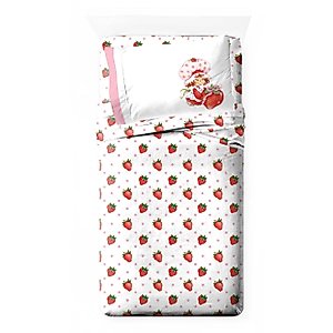 Jay Franco Strawberry Shortcake Twin Size Sheet Set - Super Soft Kids 3 Piece Bedding Set - Microfiber Sheets Includes Reversible Pillow Cover
