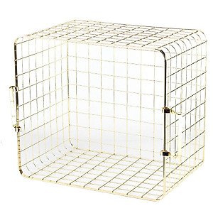 Keebgyy Stainless Steel Clothes Laundry Storage Basket, Laundry Hamper, Laundry Basket, with Handles Organizer Storage Basket Clothes Organizer Stainless Steel Basket for Kitchen Bedroom Gold