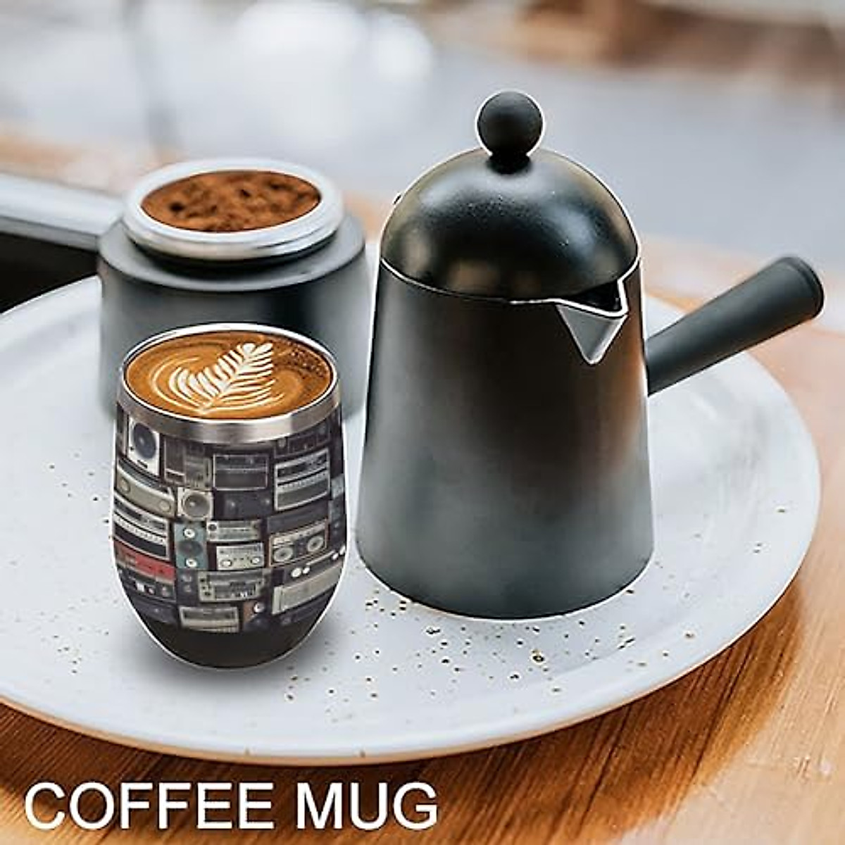 WYUSPGK 304 Stainless Steel Insulated Cup, Vintage Wall of Radio Boombox Print Smooth Rim, Durable & Reusable - Perfect for Office, Home, And Travel