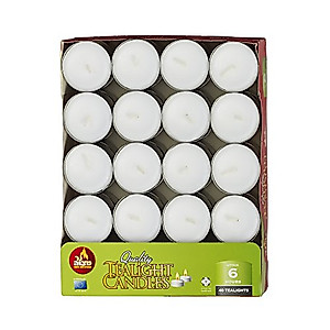 Ner Mitzvah 6 Hour Tea Light Candles - 80 Pack Bulk Package - White Unscented Travel, Centerpiece, Decorative Candle with Maxi Burn Time - Pressed Wax