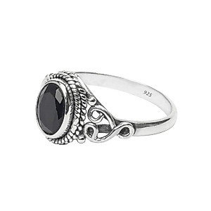 Black Tourmaline Stone Ring 925 Sterling Silver Statement Ring For Women Handmade Rings Gemstone Christmas Promise Ring Size US 10 Gift For Her