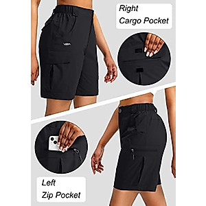 Viodia Women's 7" Hiking Cargo Shorts with Pockets Quick Dry Lightweight Shorts for Women Golf Casual Summer Shorts Black
