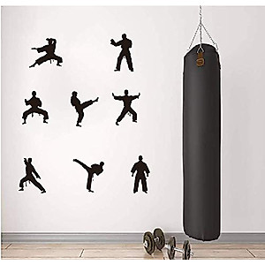 8 Pcs/Set Martial Arts Wall Stickers Removable Kids Room Boys Room Karates Sports Wall Decal(AM172)