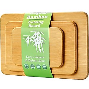 Pipishell Bamboo Cutting Board Set of 3 - Wood Cutting Board for Kitchen Chopping - for Meat, Cheese, and Vegetables - Butcher Block Serving Tray, PIBCB01