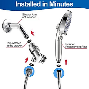 High Pressure 10-mode Detachable Shower Head & 6 Pack Replacement Shower Filter