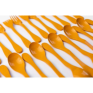 Knork Eco Plant Based 24 Pack Reusable Bamboo Flatware Set (Orange)