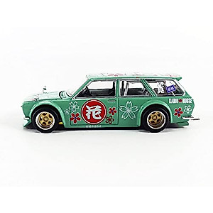 1971 Datsun 510 Wagon Hanami V1 Green (Designed by Jun Imai) Kaido House Special 1/64 Diecast Model Car by True Scale Miniatures KHMG013