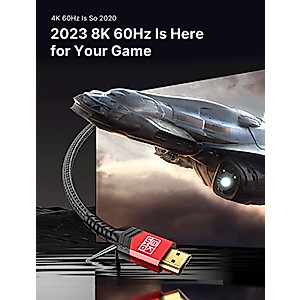 JSAUX 8K HDMI Cables 2.1 10FT 2-Pack 48Gbps 8K & 4K Ultra High Speed Cords(8K@60Hz 7680x4320, 4K@120Hz) eARC HDR10 HDCP 2.2 & 2.3 3D, Compatible for PS5/PS4/X-Box/Roku TV/HDTV/Blu-ray/LG/Samsung QLED