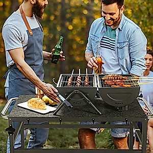 Outdoor Grill Table with Storage for Patio,Double-Shelf Movable Kitchen Cart Island Table on Wheels with Grill Mats,20" x 32" Multi-Functional Heavy Duty Kitchen BBQ Food Prep Table for Grill