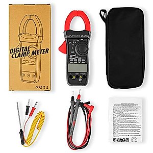 Digital Clamp Meter AP-570N,6000 Counts Auto-ranging Multimeter with DC/AC Voltage&Current,Resistance,Capacitance,Temperature,Frequency,Duty Cycle (Black-570N)