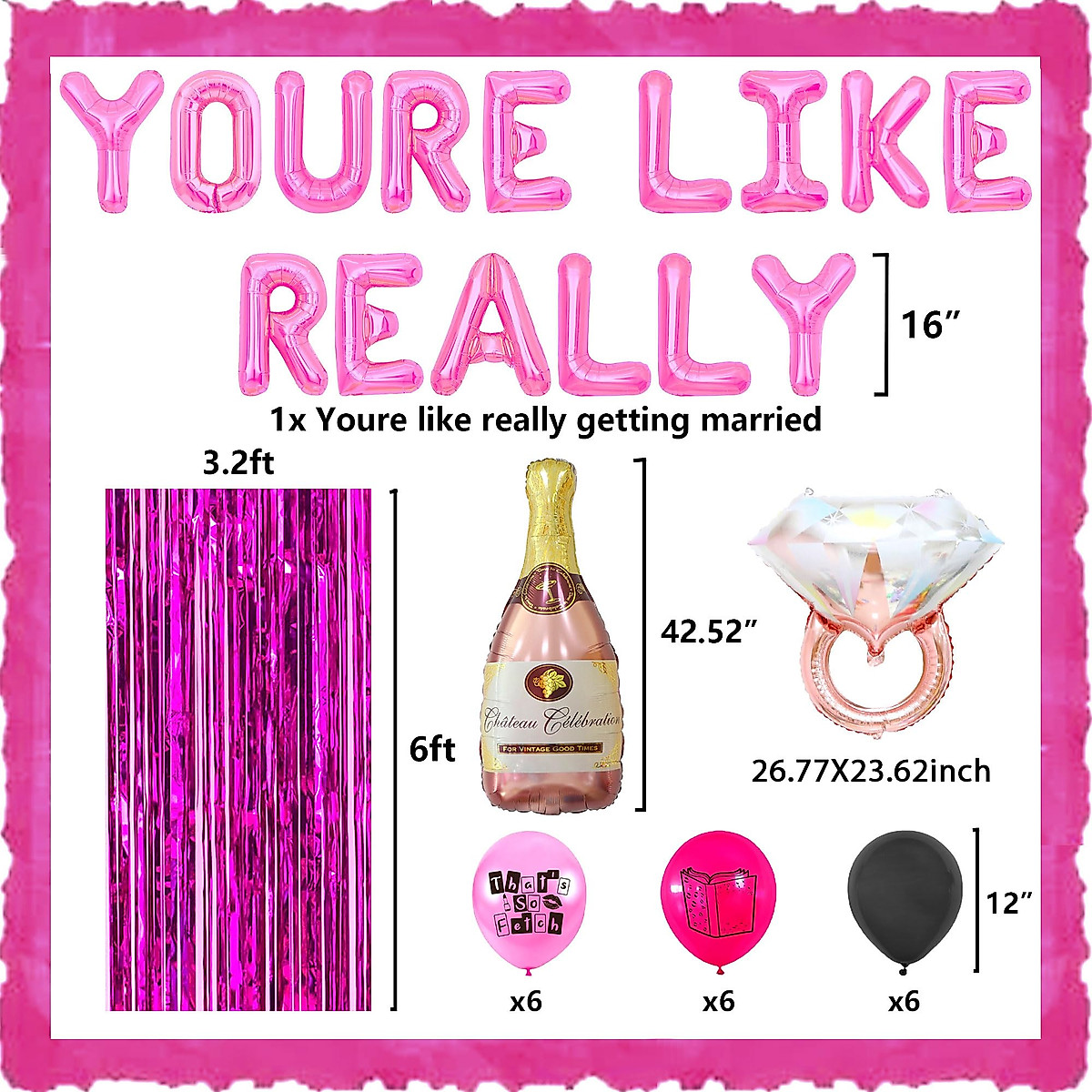 LaVenty Youre Like Really Getting Married Balloons Mean Girls Bachelorette Decoration Burn Book Decoration Mean Girls Bridal Shower Decoration Balloons