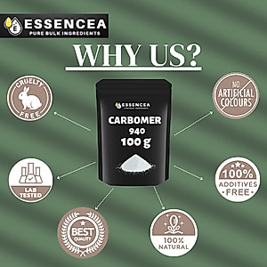 Carbomer 940 100gm by Essencea Pure Bulk Ingredients | High Viscosity | Pure CARBOMER 940 (3.53 Ounces)