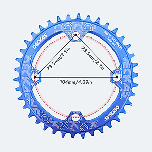 DJC Bike Chainring 104mm BCD Round/Oval MTB 104BCD 7/8/9/10/11/12 Speed Narrow Wide Tooth Aluminum 7075 Super Lightweight 30T 32T 34T 36T 38T 40 42 DH XC Trail Fat Bike ebike (1# Round Black, 30T)