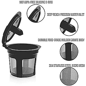 potoceen Reusable Cups With Lids Compatible for Use in Universal Kiurig 2.0 & 1.0 Brewer，6 PACK Refillable Coffee Pods，Coffee Filter Basket
