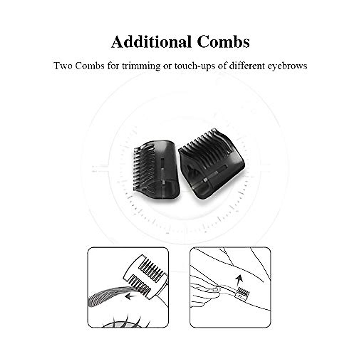 Electric Eyebrow Trimmer Eyebrow Hair Remover Portable Eyebrow Epilator with Two Eyebrow Combs Stainless Steel Blade for Women and Men