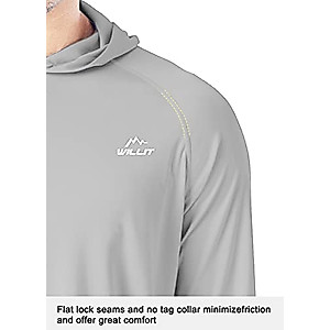 Willit Men's UPF 50+ Sun Protection Hoodie Shirt Long Sleeve Rash Guard Fishing SPF Outdoor UV Shirt Lightweight Gray L