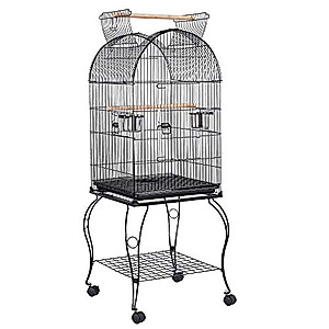 Topeakmart Medium Open Top Parrot Bird Cage for Cockatiels Conures Green Cheek Parakeets with Rolling Stand