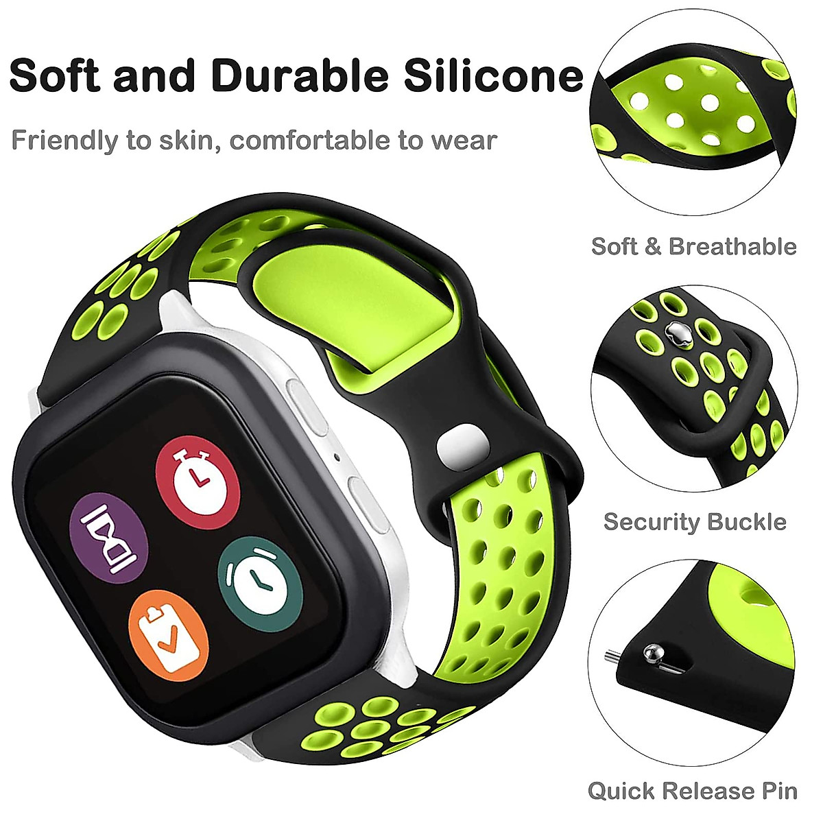 2 Pack Gizmo Watch Band for Kids, Silicone Sport 20mm Soft Breathable Smartwatch Band replacement Compatible with Gizmo Watch 3 2 1,Gabb Watch 3 2 1,syncup kids watch for Boys and Girls