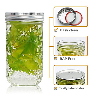 Mason Jars 12 OZ,Canning Jars with Lids 24PACK,Glass Jam Jars, Jelly Jars with Airtight Lids,Ideal for Canning, Preserving, Honey, Wedding Favors, Shower Favors