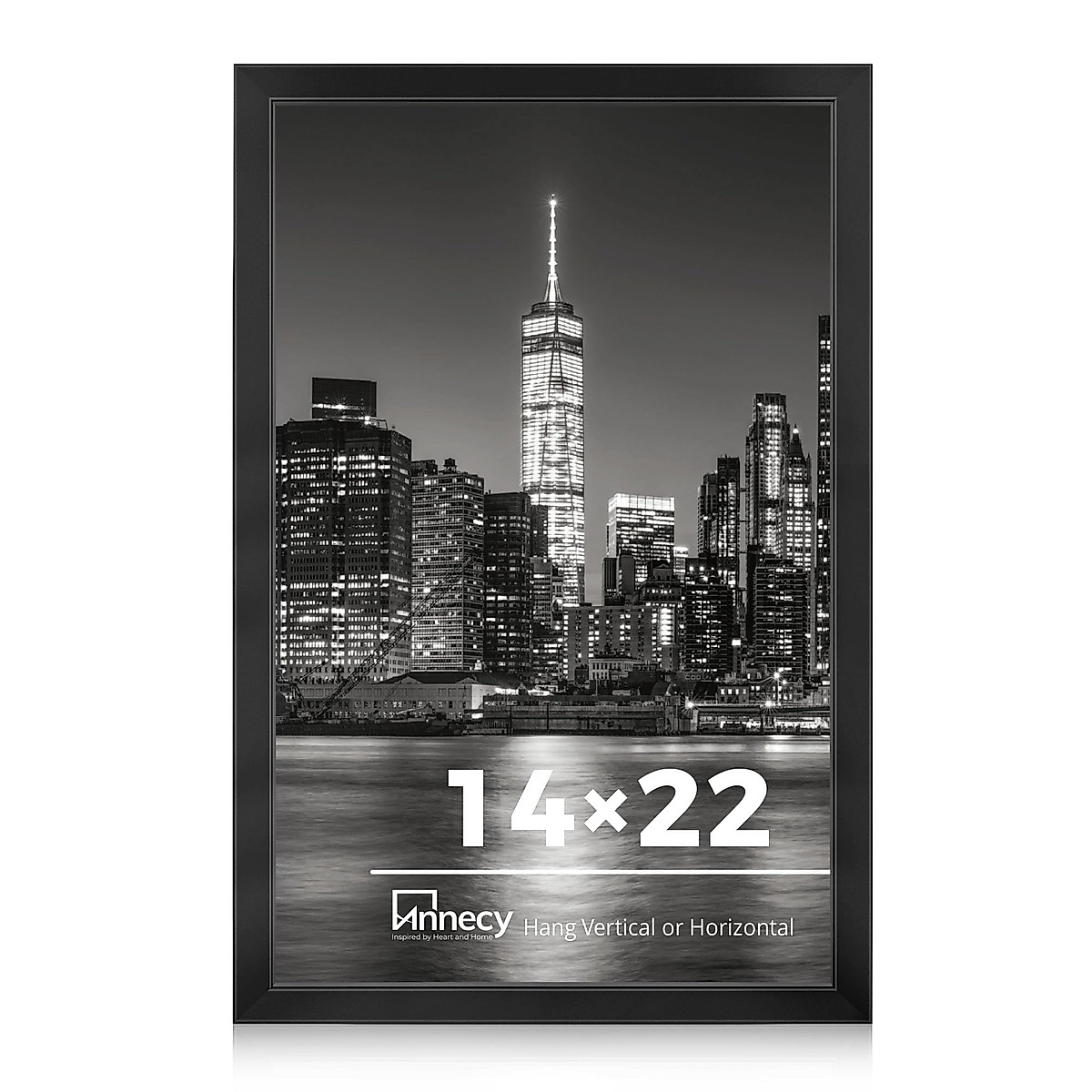 Annecy 14x22 Picture Frame Black（1 Pack）, 14 x 22 Picture Frame for Wall Decoration, Classic Black Minimalist Style Suitable for Decorating Houses, Offices, Hotels