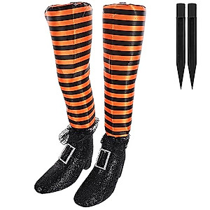 TOYANDONA Halloween Witch Legs with Stakes 1 Pair Upside Down Wicked Witch Prop Haunted House Decoration For Outdoor Garden Lawn Yard Porch Pathway Driveway Ornaments