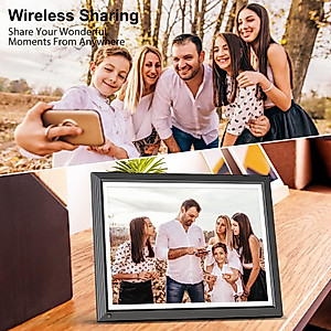 Digital Picture Frame 15-Inch Large Digital Photo Frame - 32GB WiFi Fullja Smart Frame, Remote Control, Full Function, Share Photos via App Email, Unlimited Cloud Storage, Wall Mounted for Home Decor